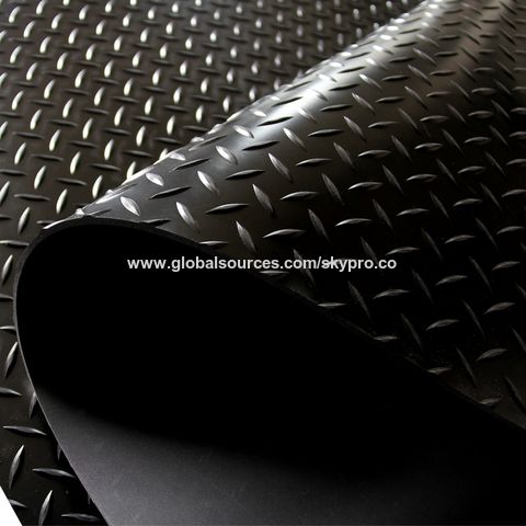 China Hot Sale Anti Slip 3MM Flat Black Color Diamond Tread Rubber ...