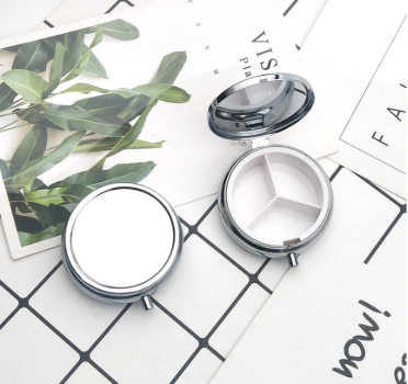 China Round Pill Box With Mirror Metal Pill Case Pill Box Medicine Box ...