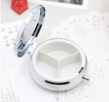 China Round Pill Box With Mirror Metal Pill Case Pill Box Medicine Box ...