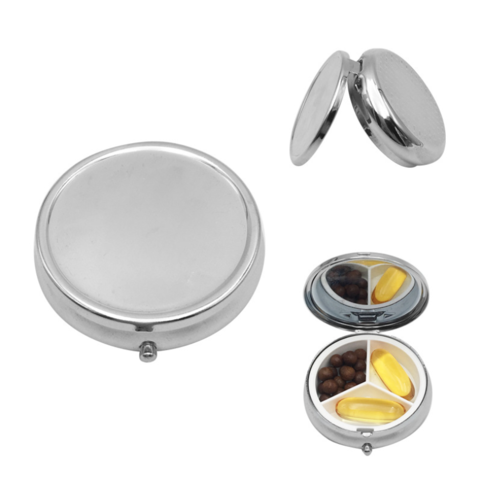 China Round Pill Box With Mirror Metal Pill Case Pill Box Medicine Box ...