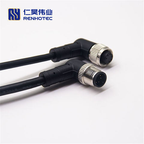 China M12 Connector 6 Pin A Code Male to Female Right Angle Double ...