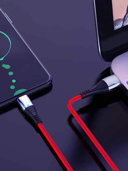 USB Cable LED Light Braided Zinc Alloy Shell Heads Fast Charger Data ...