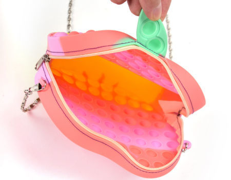 China Pop it bag popular products 2021 rainbow pink sky blue silicone ...