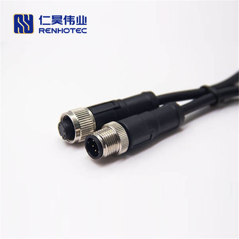 China M12 Cable Connector 6 Pin A Code Straight Male to Female Double ...