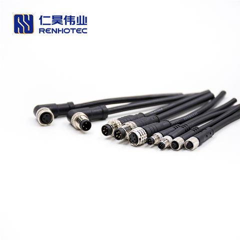 China M12 Cable Connector 6 Pin A Code Straight Male to Female Double ...