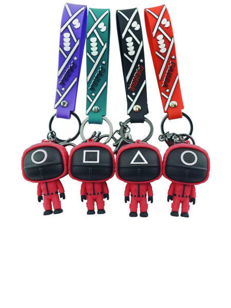 China Squid Game Key Chain Soft PVC Keychain 3D Figures Masked Man ...