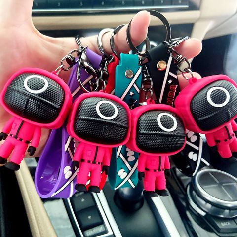 China Squid Game Key Chain Soft PVC Keychain 3D Figures Masked Man ...