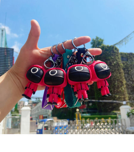 China Squid Game Key Chain Soft PVC Keychain 3D Figures Masked Man ...