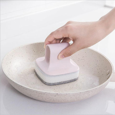 China Dish Washing Sponge Self adhesive Kitchen PP Handle Scrubber ...