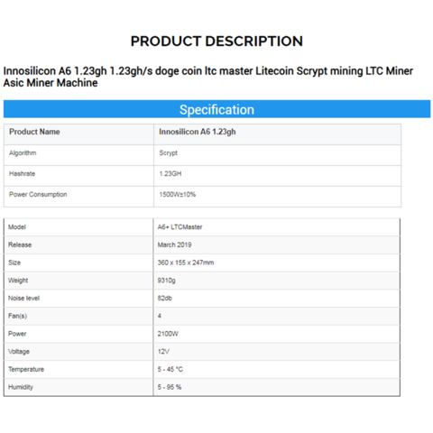 China 1.23gh Innosilicon A6 Miner 1500W ltc master Litecoin Scrypt ...