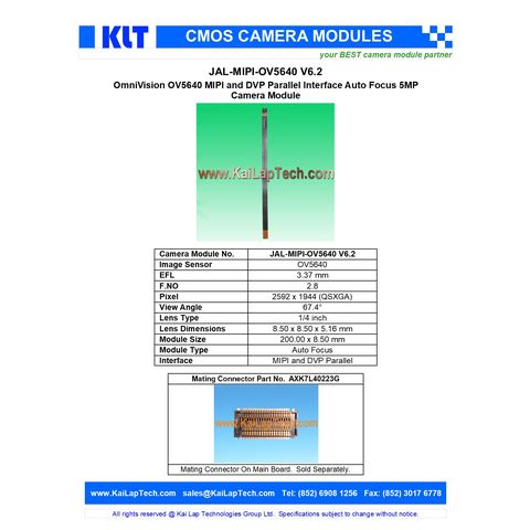 Hong Kong SAR JAL-MIPI-OV5640 V6.2 OV5640 MIPI and DVP Parallel Interface Auto Focus 5MP Camera ...