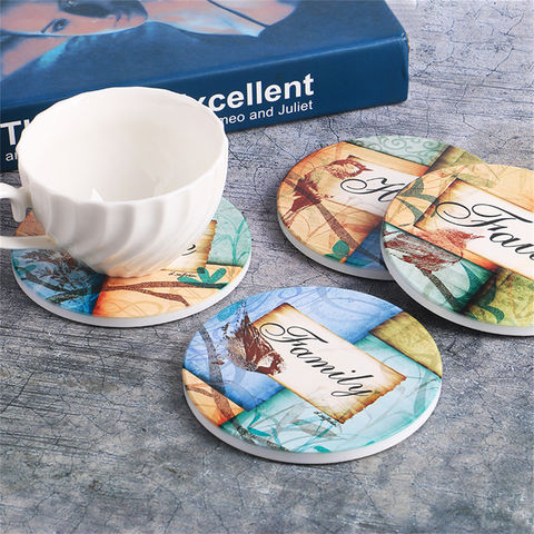 China Ceramic Sublimation Coasters Beautiful British Style Round Mug ...