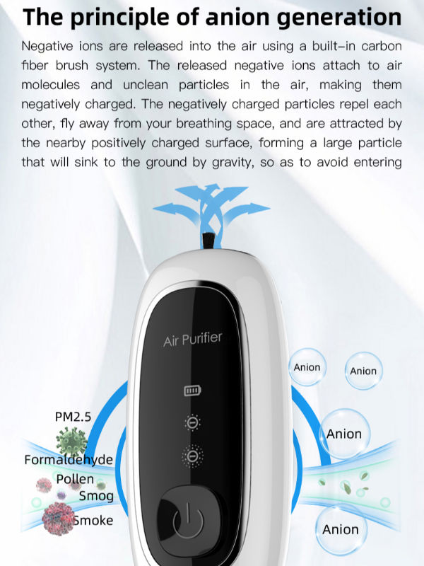 Personal Wearable Air Purifier Necklace Disinfection Negative Ion ...