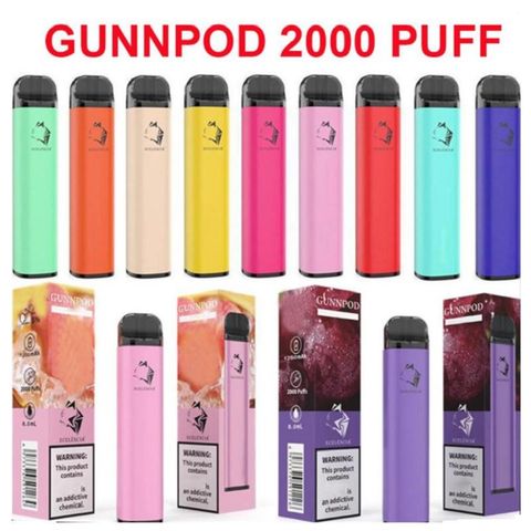 China 2000 puffs disposable e-cigarette Gunnpod vape pen pod device on ...