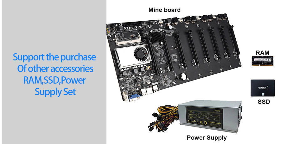 China Mining Machine Motherboard Etherum Mining Support CPU Group 8 ...