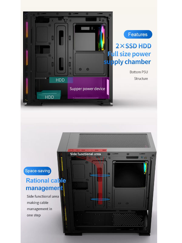 China Gaming Hardware Gabinete Casing Mid Tower Rgb Pc Gamer Oem ...