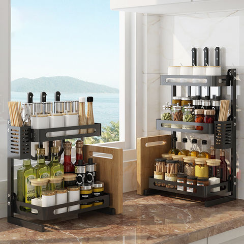 China Spice Racks,2-Tier Removable Countertop Organizer,Stainless Steel ...