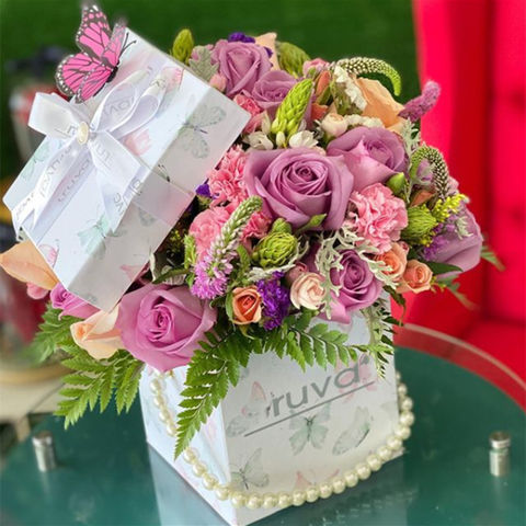 China Luxury high-end custom square cardboard flower gift boxes Bouquet ...