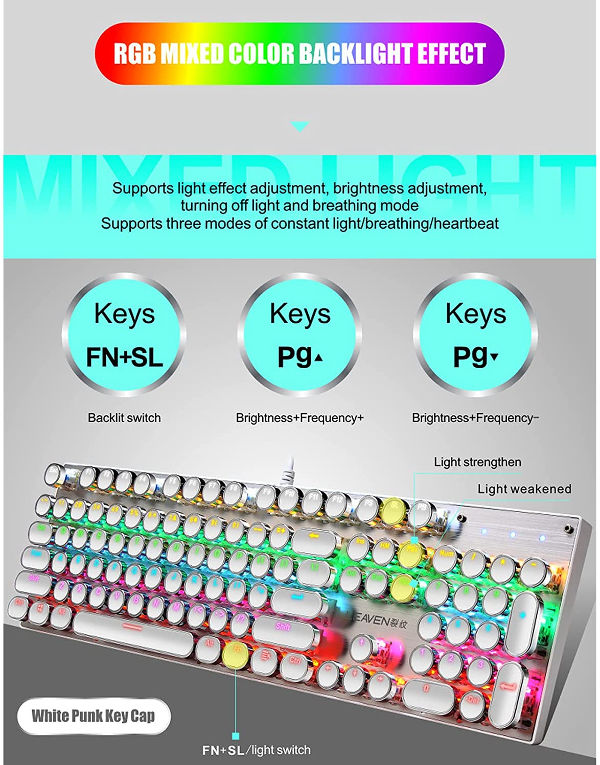 China K660 104 Keys Double Color RGB Mechanical Keyboard on Global ...
