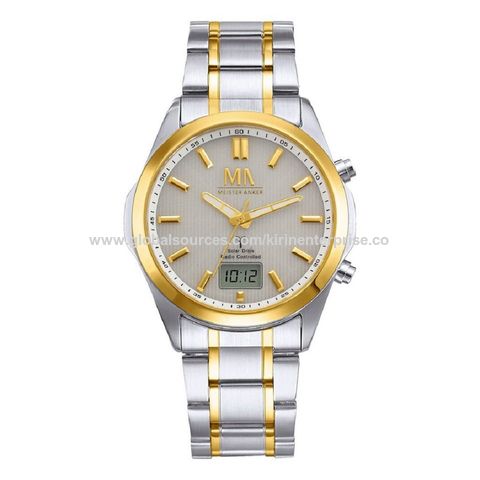 China Radio Controlled Watches,Stainless Steel Quartz Watch Gold Plated ...