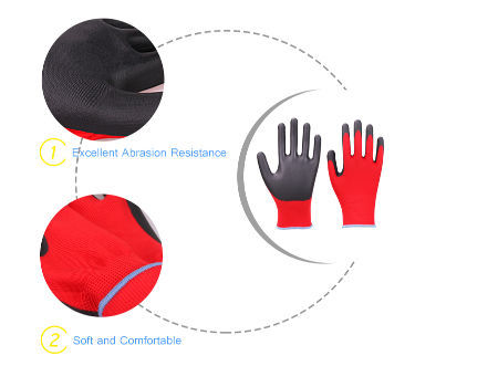 15G Nylon & Spandex Shell Microfine Foam Nitrile Coated With Dots Safety Gloves Work Gloves ...