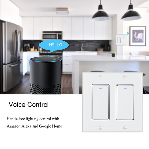 China US 2Gang IOT Remote Voice Control Timing Schedule Smart Home Wall ...