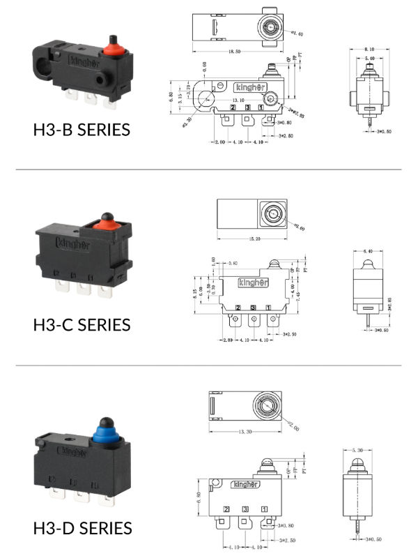 Mini micro switch 3A 12VDC waterproof water proof SPDT H3-d-D1, micro ...