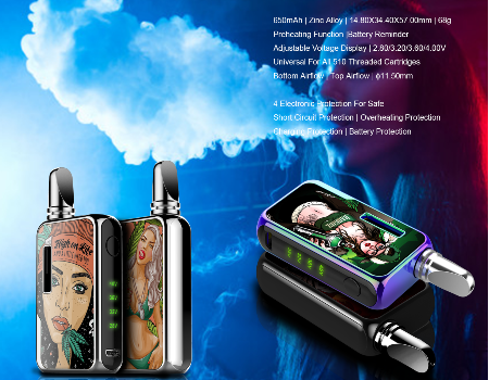 China THC/CBD battery for 510 cartridges rechargeable 650mah with ...