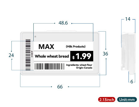 China 2.13 inch e ink shelf label 433MHz digital label for retail shop ...