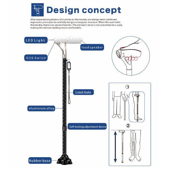 4G Smart walking cane with Calling, Fall detection alarm,360 free ...