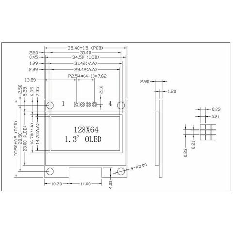 China 1.3 inch OLED Display Module128x64 Resolution White Blue Color 4 ...