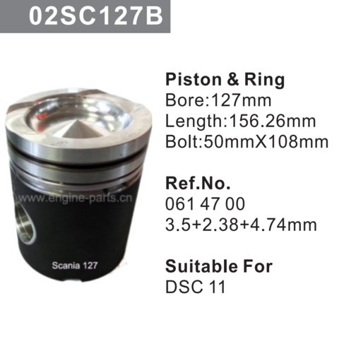 China Piston for Scania,Ref NO.:0616400,Ring:3.16+2.385+4.747mm ...