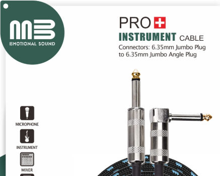 China Premium cable 6.35mm Jumbo Plug to 6.35mm Jumbo Angle Plug 1m/5m ...