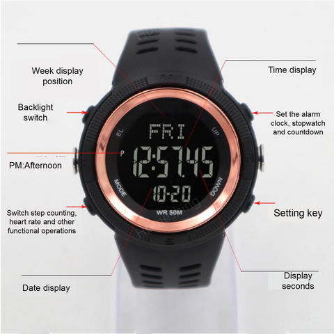 China Self-developed sports dual time zones alarm clock and heart rate ...