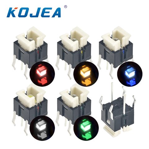 China 6x6x7.2mm green LED 6 pin light SMD/DIP momentary 12v with lamp ...