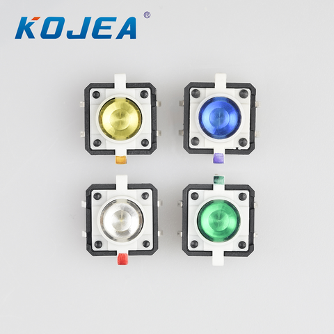 China Yellow LED 12X12X7.3 Tactile Push Button Switch Momentary Tact 5 ...