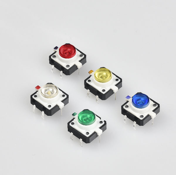China Yellow LED 12X12X7.3 Tactile Push Button Switch Momentary Tact 5 ...