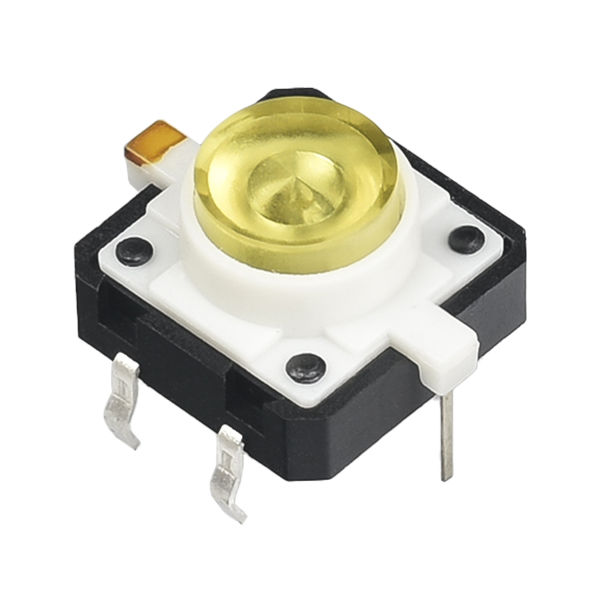 China Yellow LED 12X12X7.3 Tactile Push Button Switch Momentary Tact 5 ...