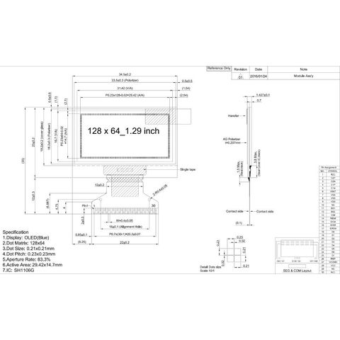 China 1.3inch Mono OLED, with 128x64 resolution, Blue color on Global ...