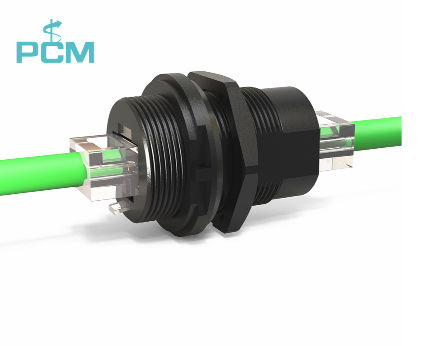 China Waterproof CAT6 RJ45 Shield Industrial Panel Mount Bulkhead ...