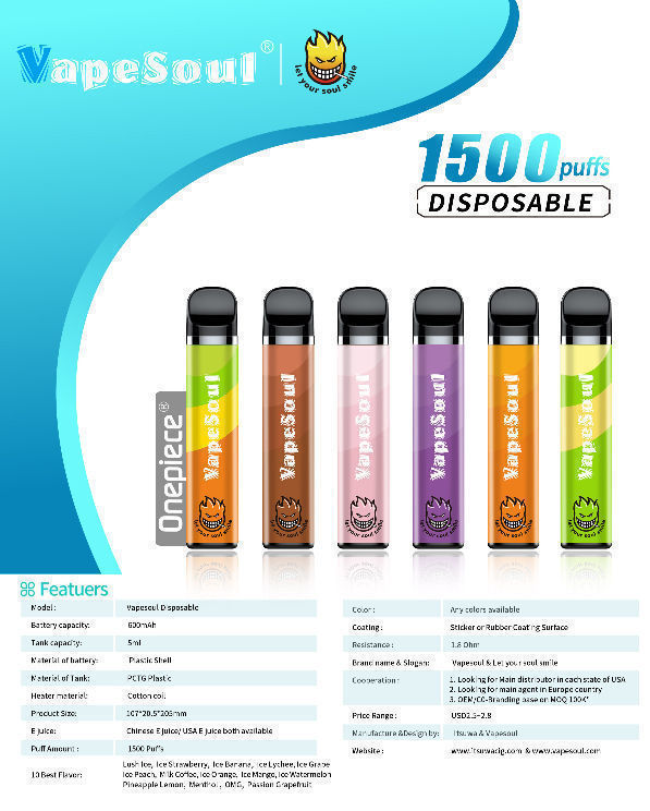 China New Vapesoul 1500 puff rokok elektrik on Global Sources ...