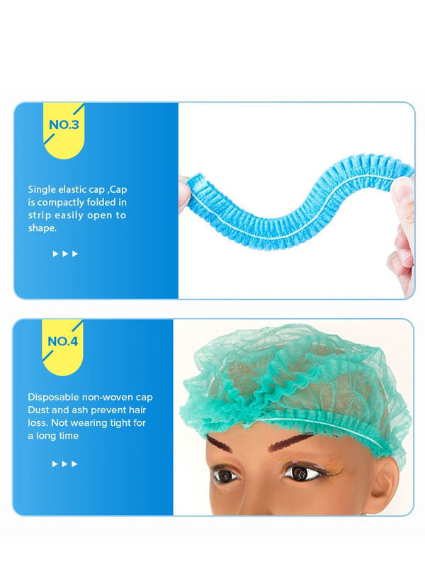 China New Style Colorful Disposable mob cap Disposable non woven clip ...