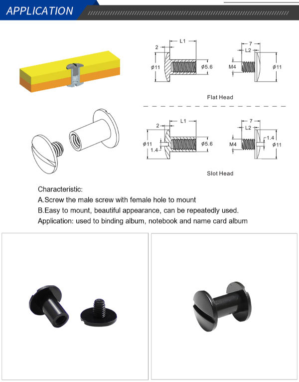 SN5610 Plastic Stationary Binding Clips Screw Male And Female Nylon ...