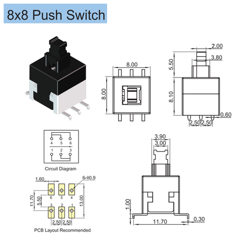 7x7 Push Button Switch DIP PIN Push Button Self-Locking, 41% OFF