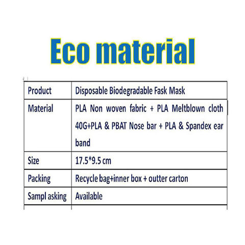 China PLA FACE MASK 3PLY ECO FRIENDLY 100% COMPOSTABLE on Global ...