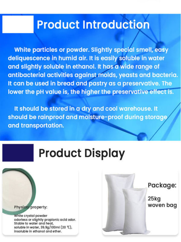 Bulk e282 calcium propionate c3h5o2na 25kg bags food additives granular ...