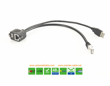 USB A RJ45 Panel Mount 2 Ports Screw Extension Cable, RJ45 Screw Cable ...