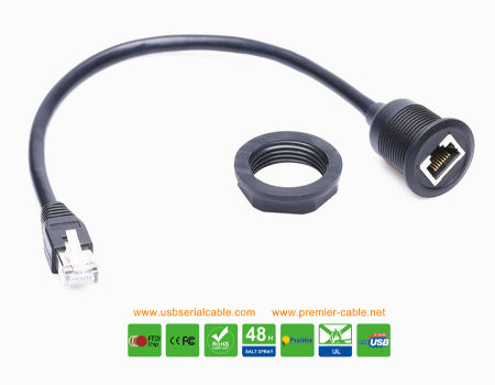 China Waterproof IP67 RJ45 Round Panel Mount Extension Cable on Global ...