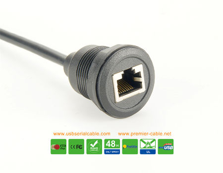 China Waterproof IP67 RJ45 Round Panel Mount Extension Cable on Global ...