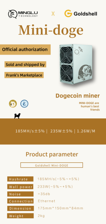 China Goldshell Minidoge 185M Dogecoin Miner Goldshell 235W Asic Mining ...